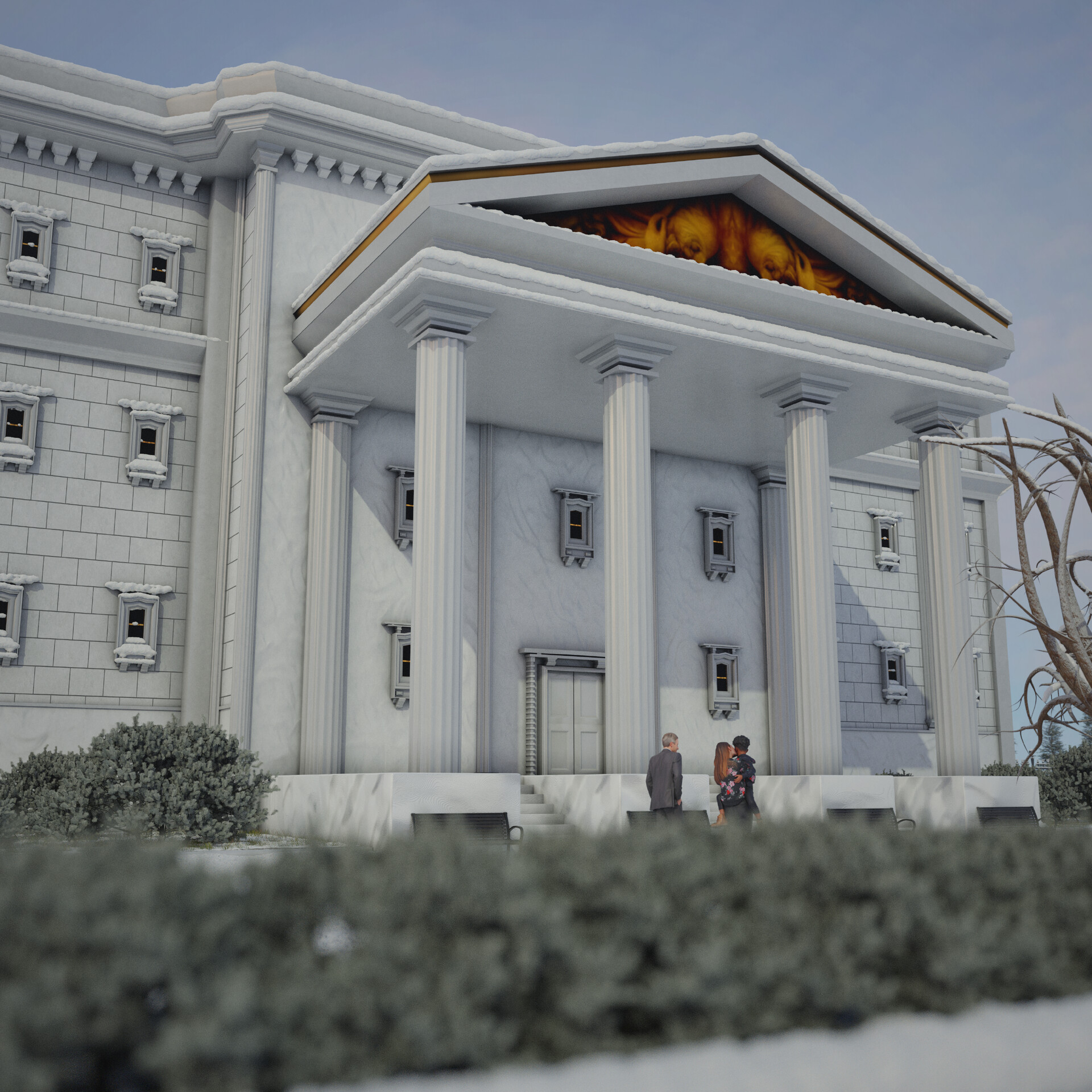 ArtStation - Bank building in a snowy enviroment.