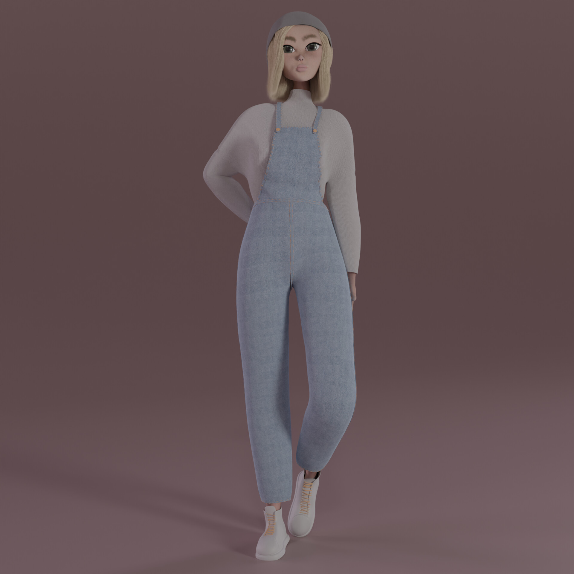ArtStation - Stylized cartoon girl in overalls