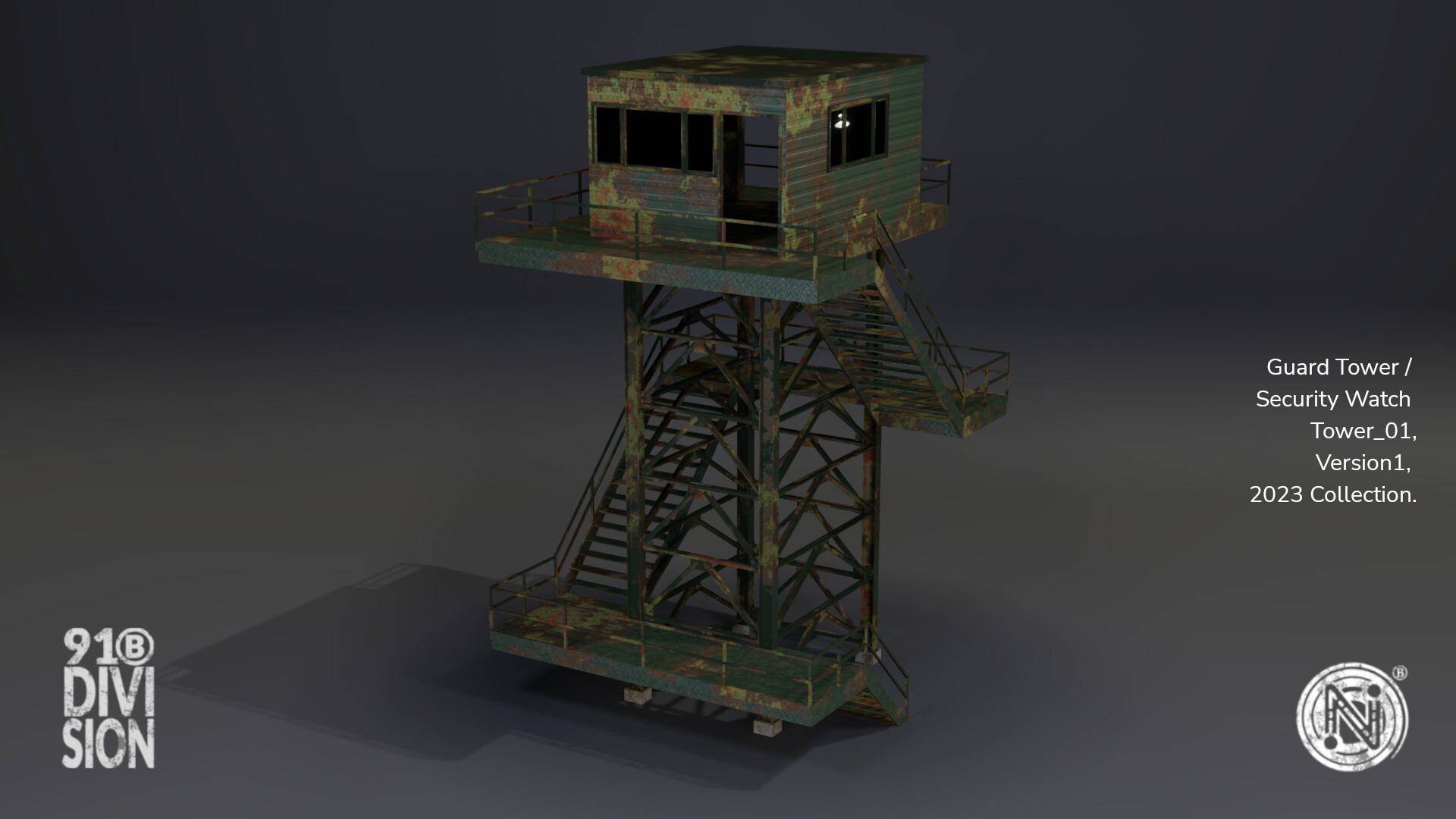 ArtStation - Guard Tower / Security Watch Tower (Green Rusted)