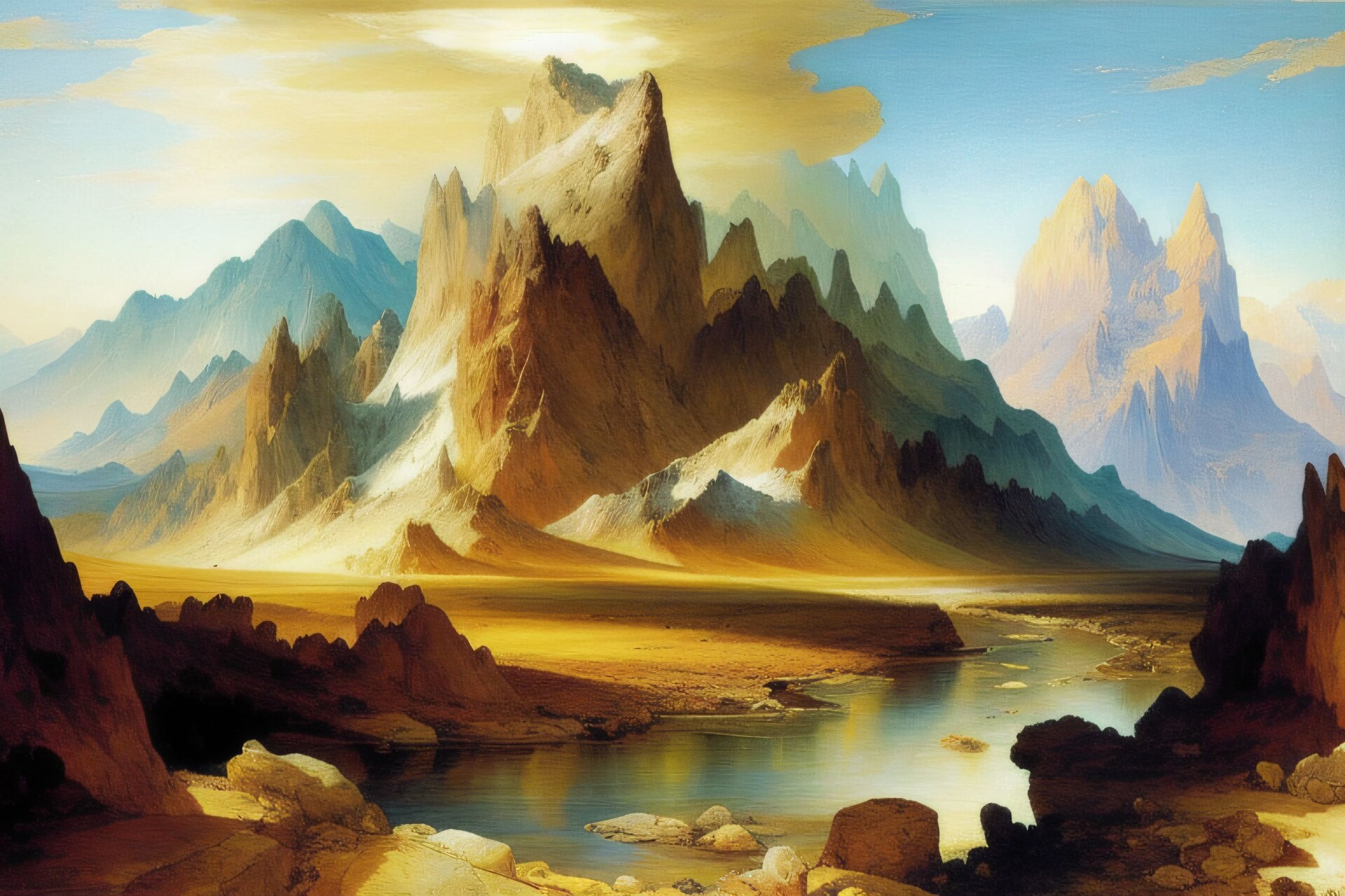 ArtStation - Acrylic painting, a detailed cross-section of a mountain ...