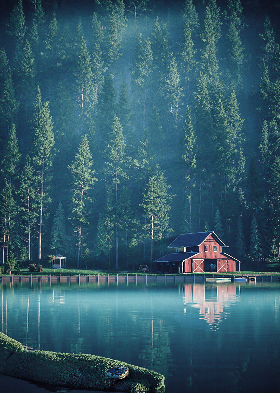 ArtStation - Morning on the lake...