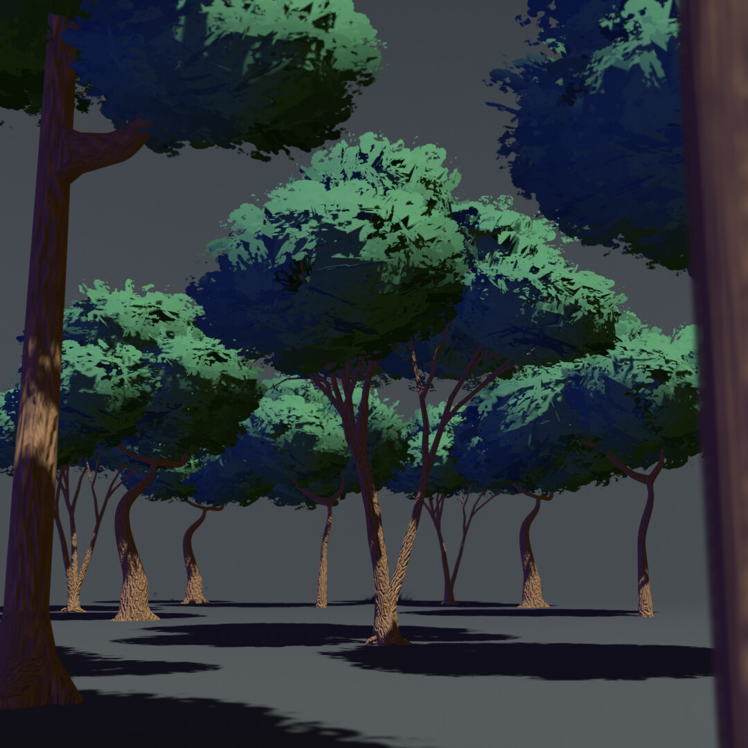 ArtStation - 3D lowpoly ghibli tree for game and animation asset
