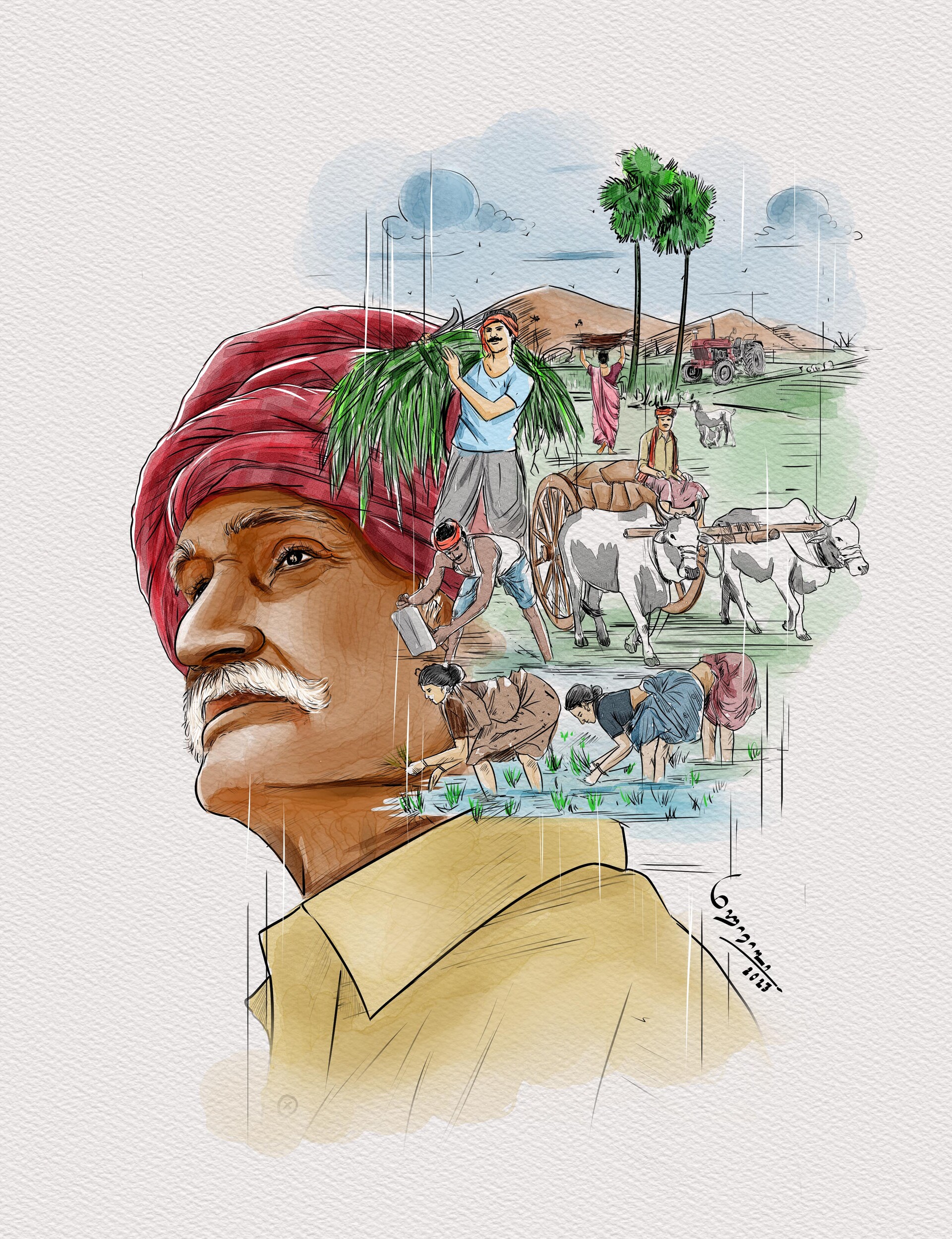 Indian Farmer Painting