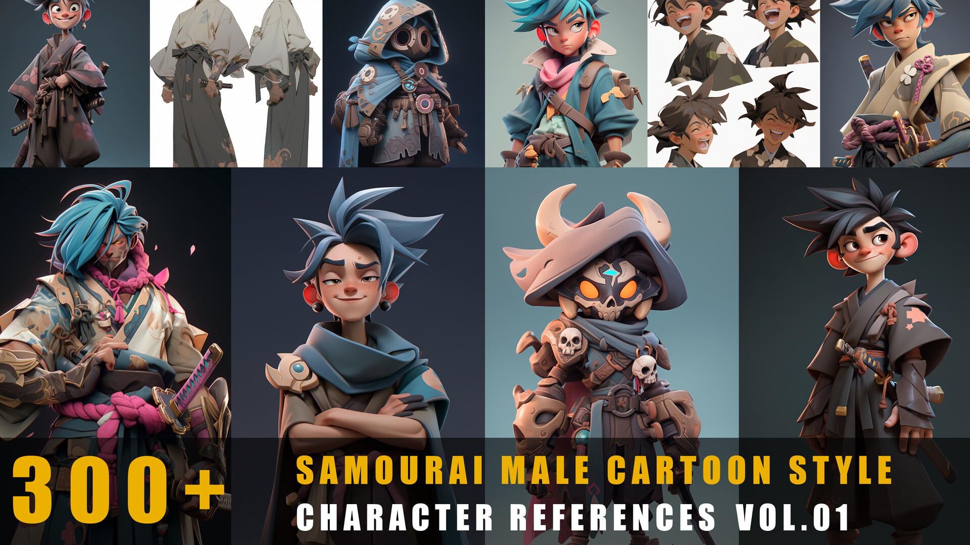 WaterLaw's Studio - 300+ Samurai Male Cartoon Style - Character ...