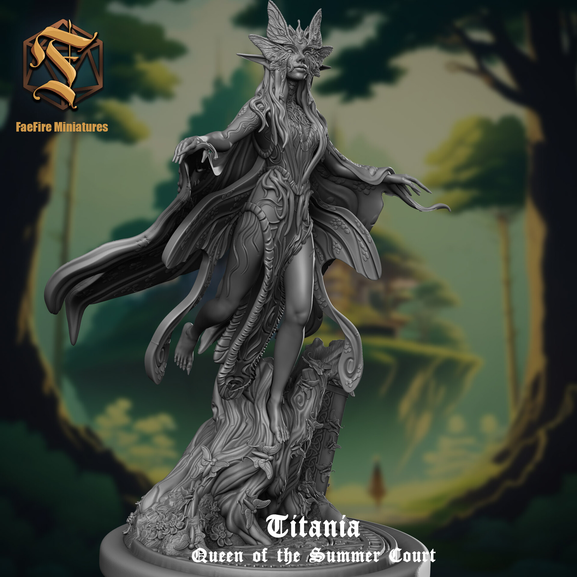 FaeFire Miniatures - Titania Queen of the Summer court - TTRPG Miniature
