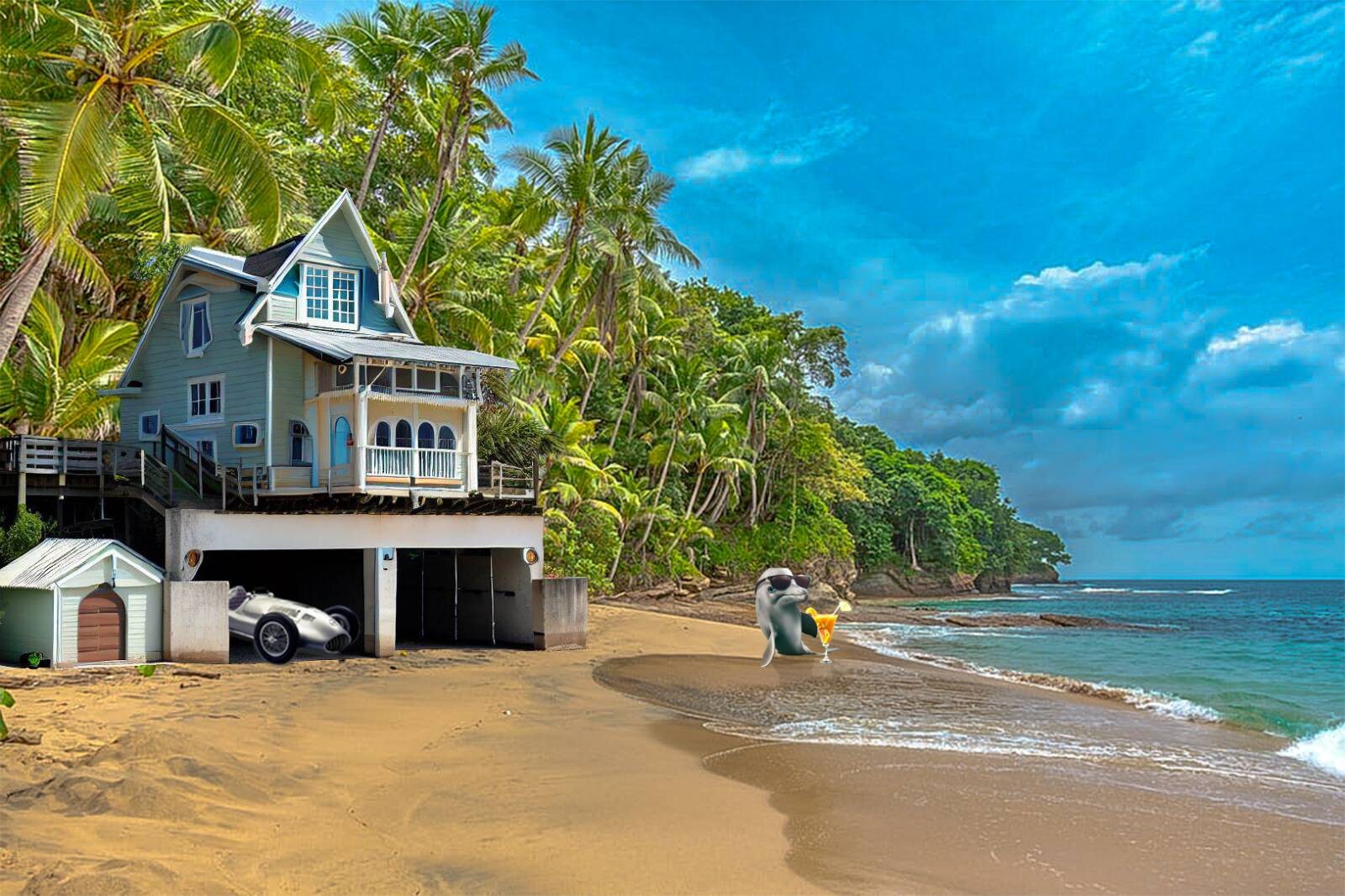 ArtStation - the dolphin drinking a beer