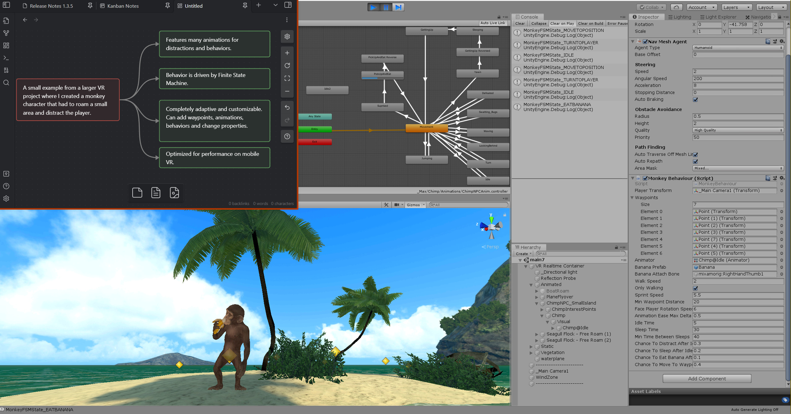 Max Kogan Portfolio - Monkey FSM in Unity