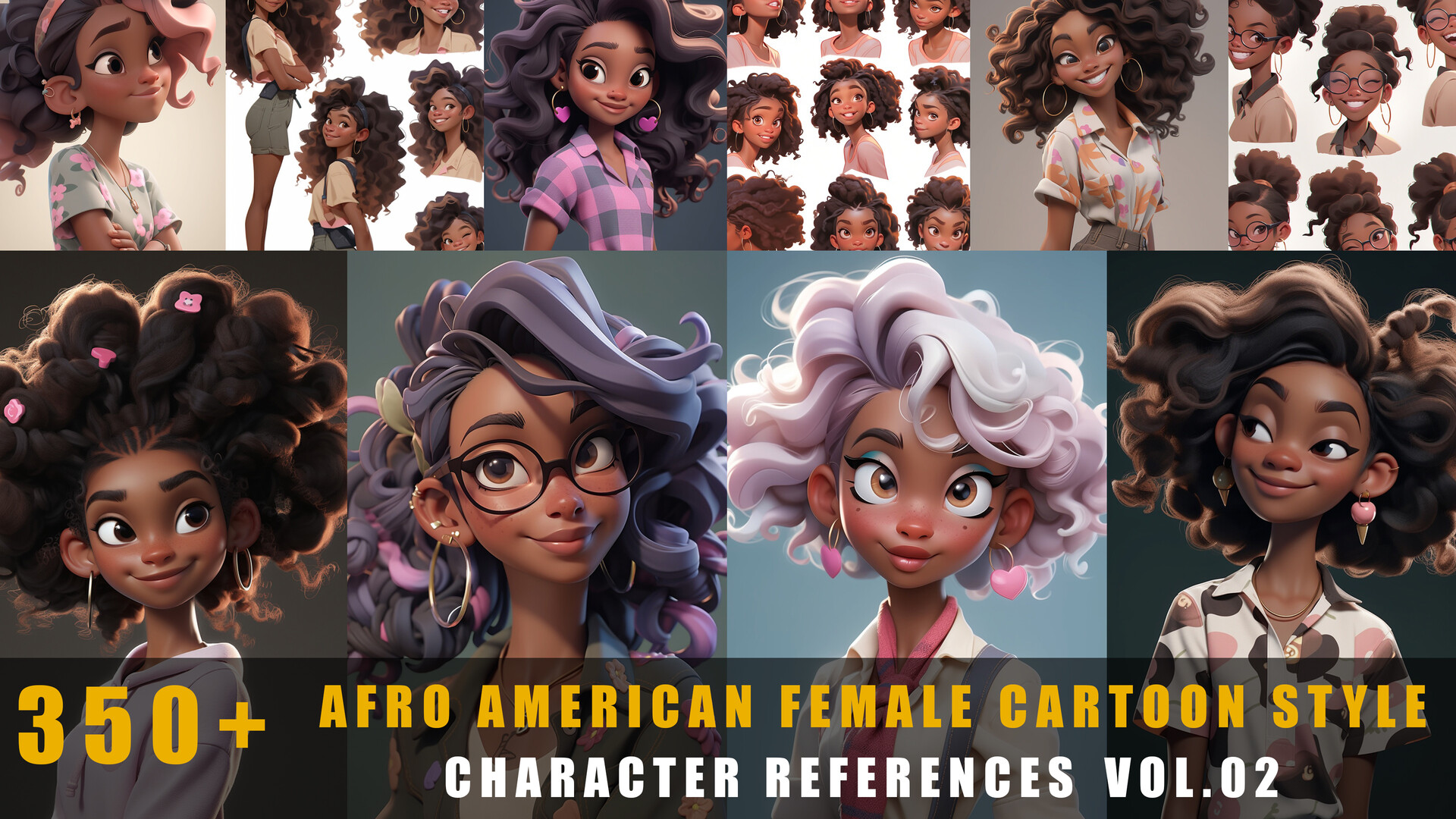 WaterLaw's Studio - 350+ Afro American Female Cartoon Style - Character ...
