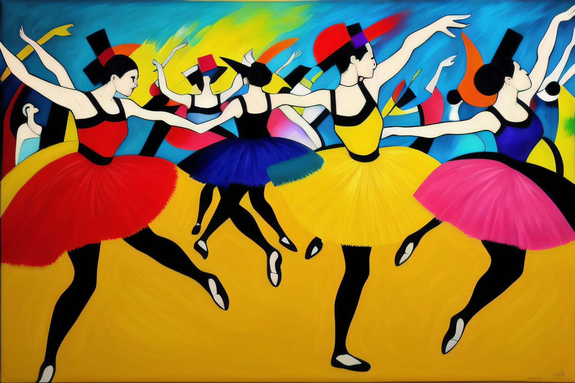 the_french_artist - Acrylic painting, a dynamic dance scene capturing ...