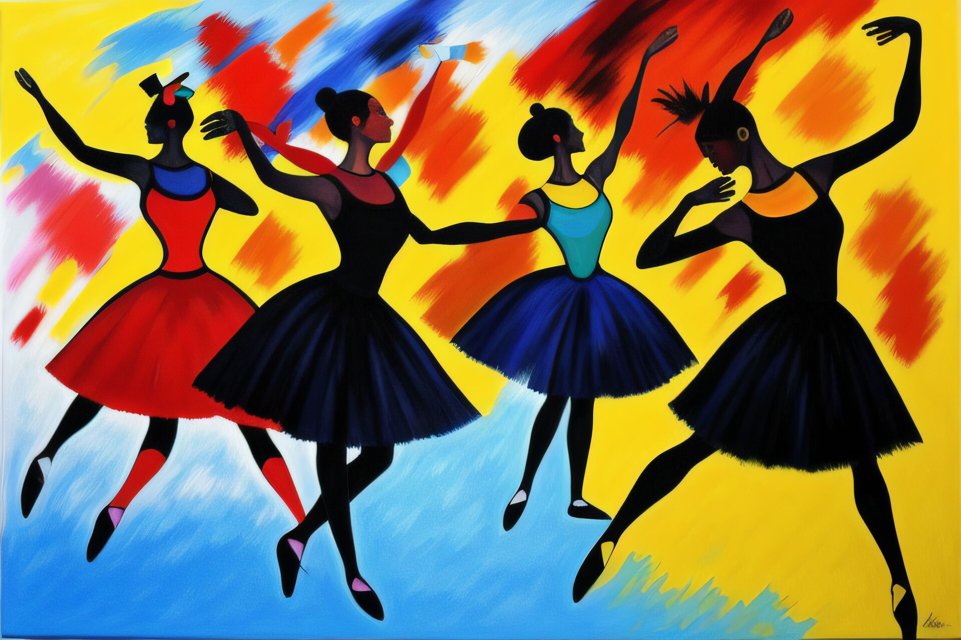 the_french_artist - Acrylic painting, a dynamic dance scene capturing ...