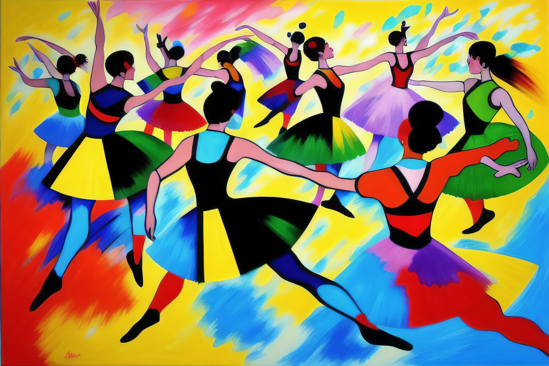 the_french_artist - Acrylic painting, a dynamic dance scene capturing ...