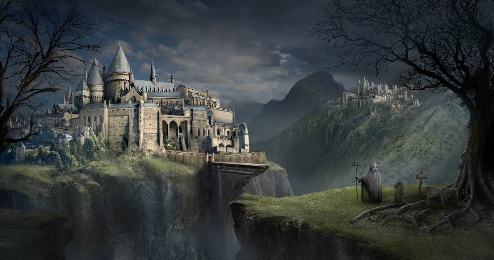 Calvin Lee Yan Kai - Mountain Castle Ruins Matte Painting