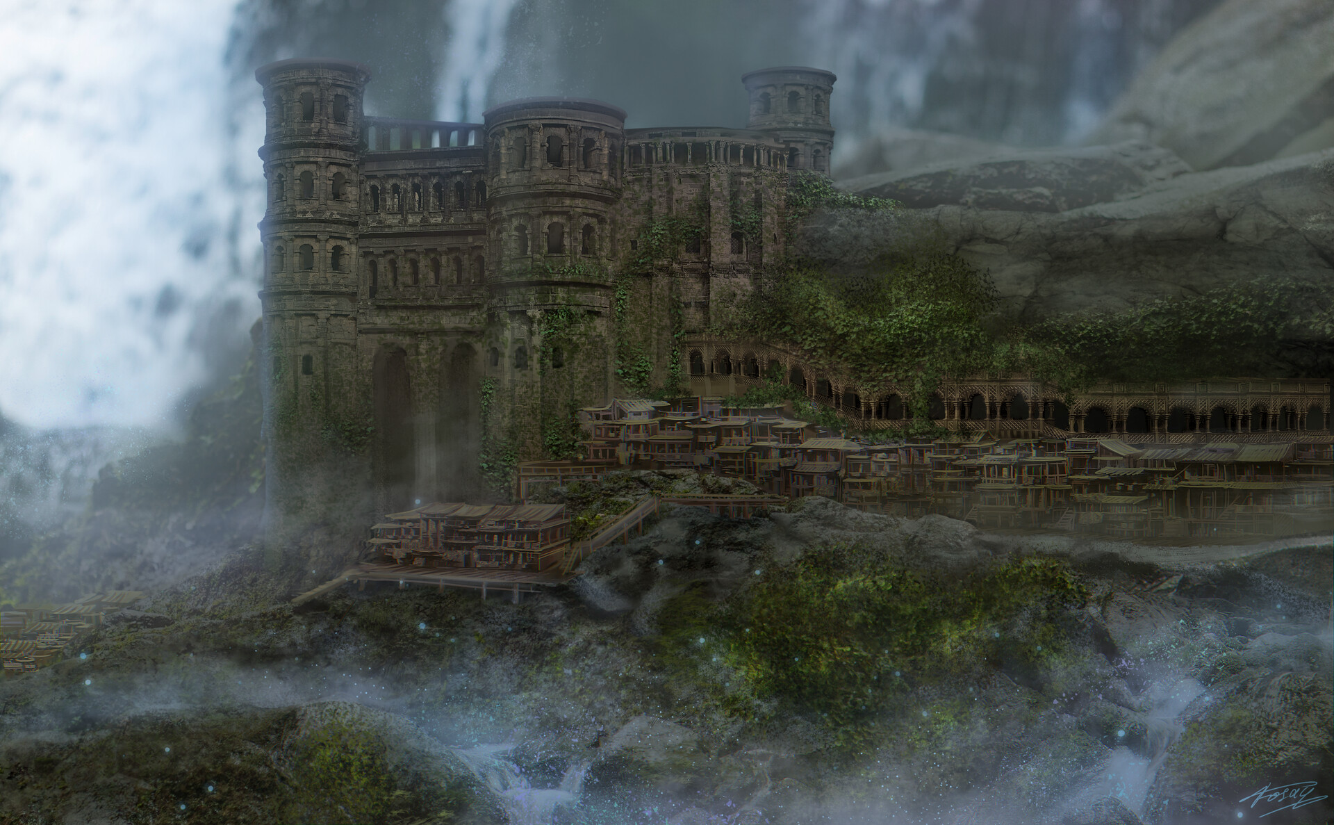 ArtStation - waterfall estate