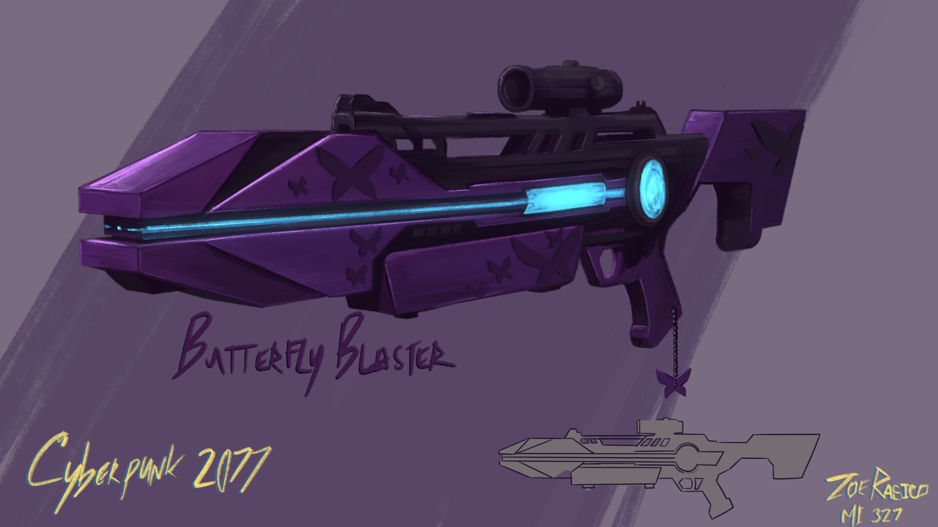 ArtStation - Butterfly Blaster: Cyberpunk 2077 inspired
