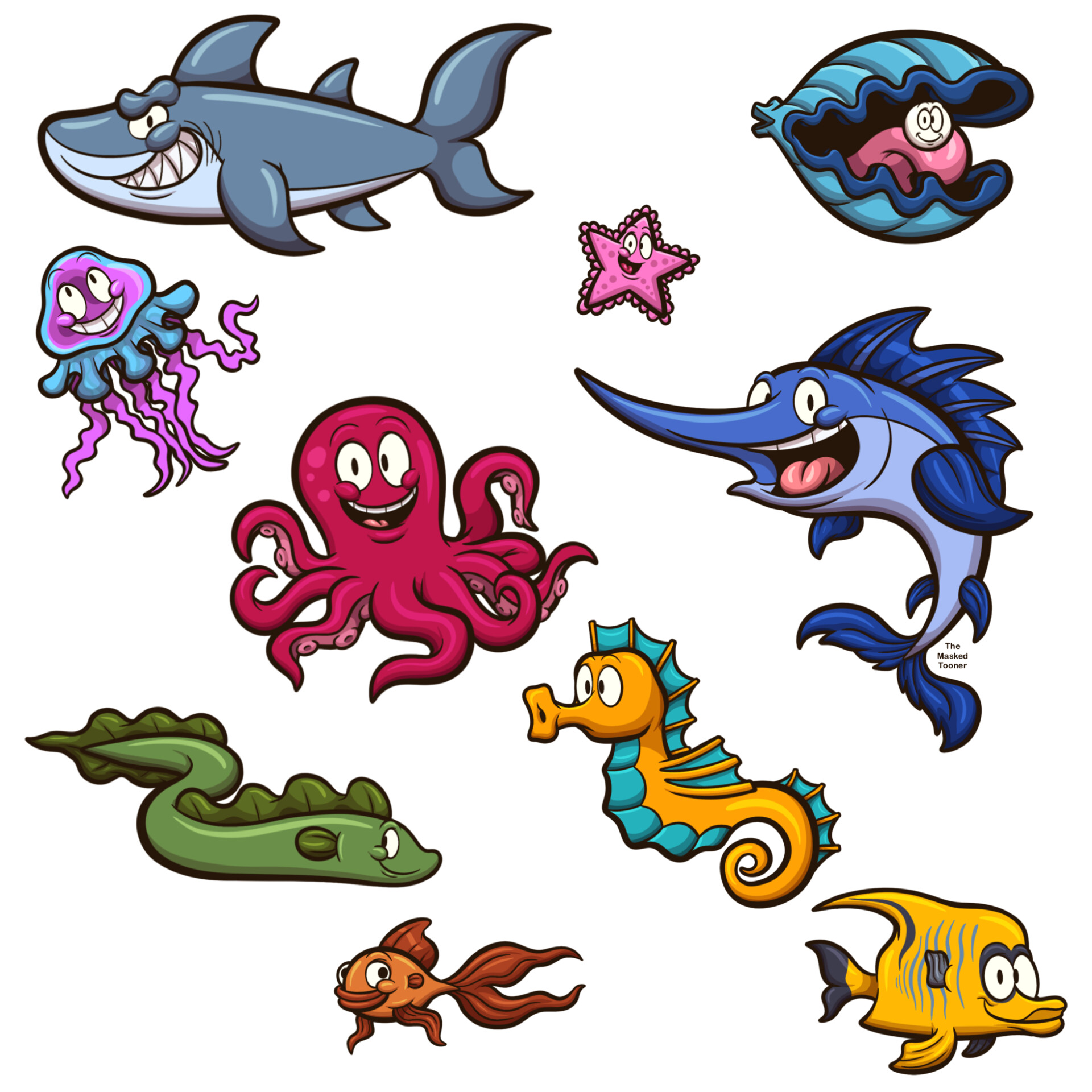 Cartoon Sea Creatures Clipart