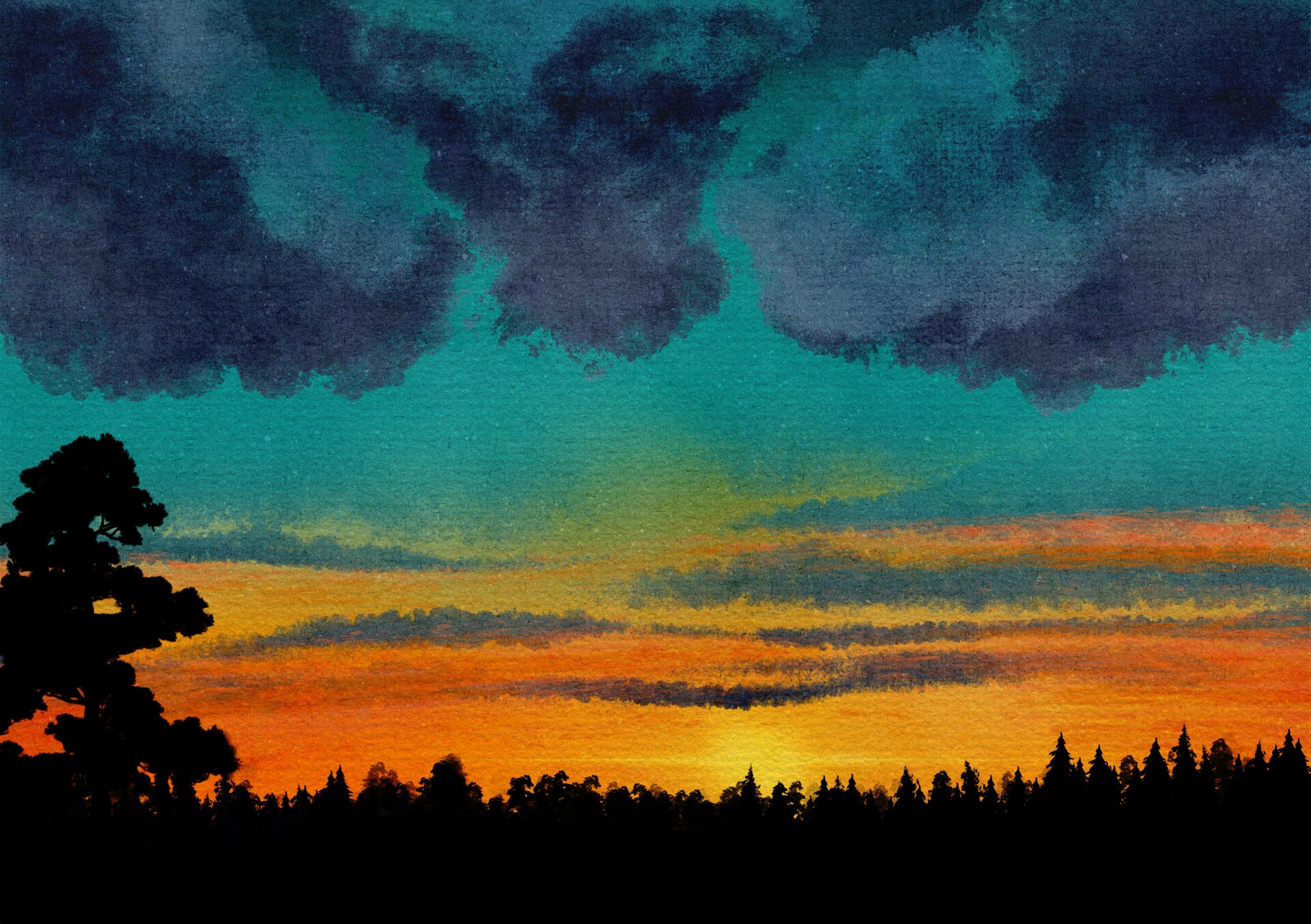 ArtStation - Cloudy Sunset