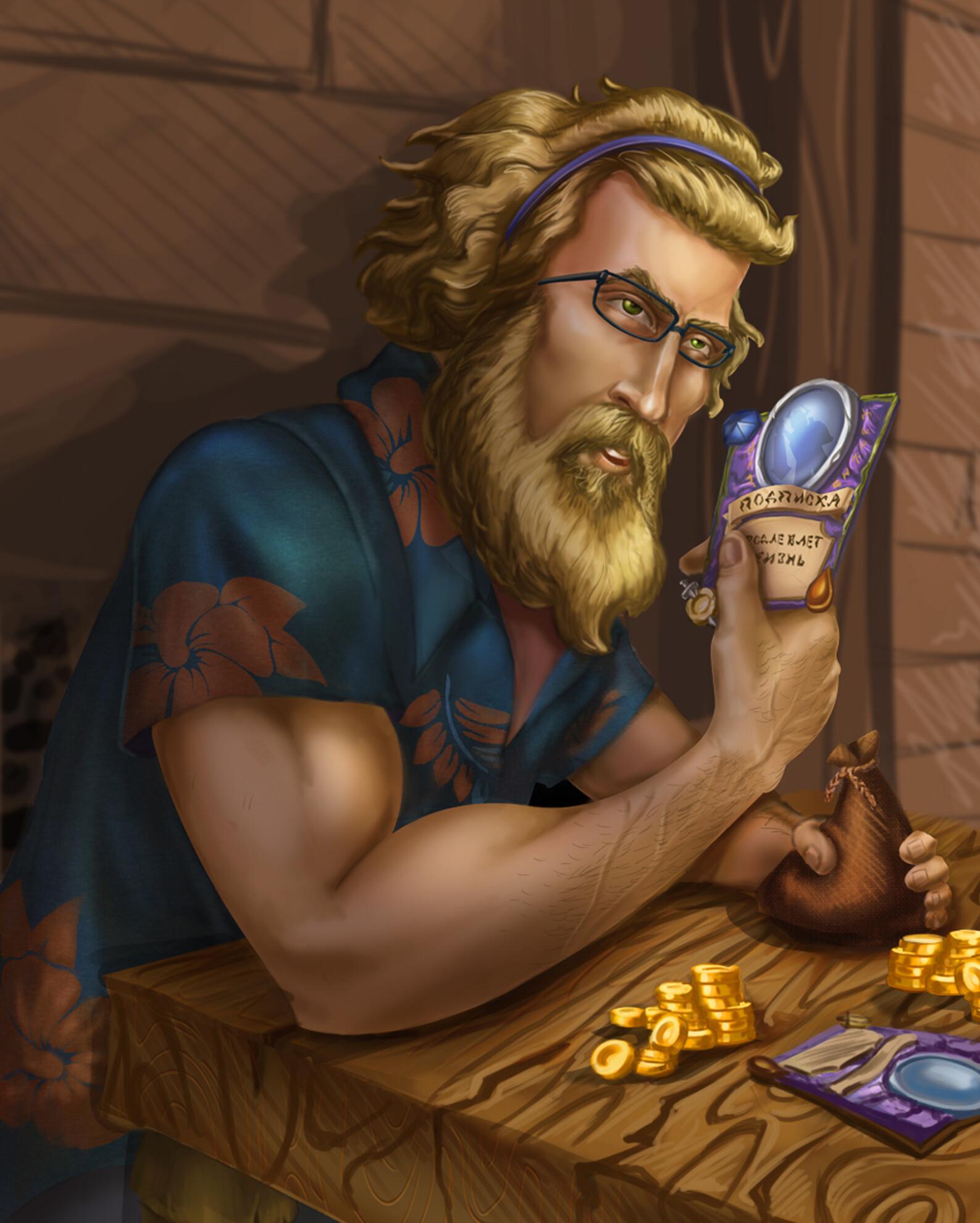 ArtStation - Stylized portrait of my friend playing hearthstone