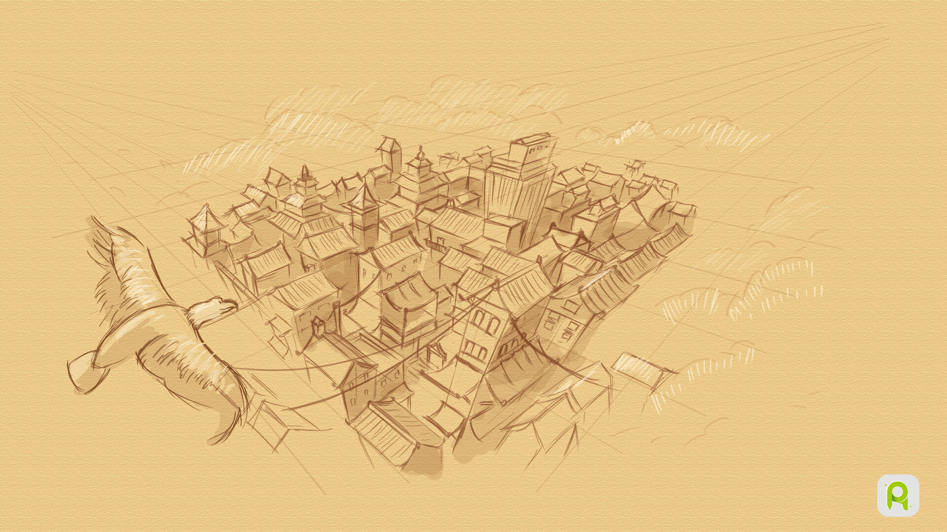 ArtStation - Perspective view town concept