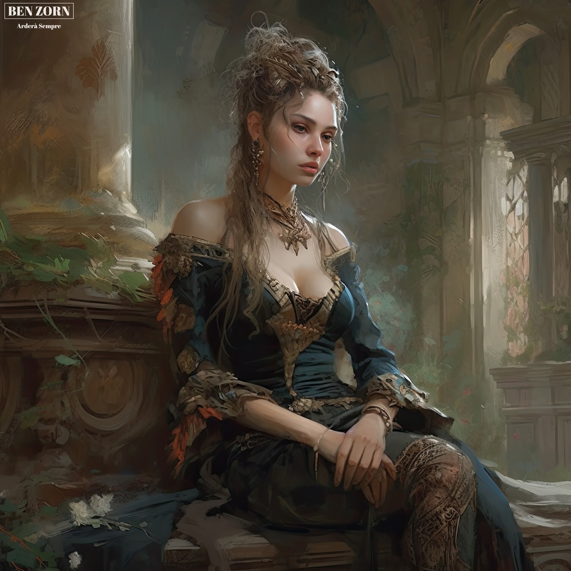 ArtStation - Meditation Among Flowers