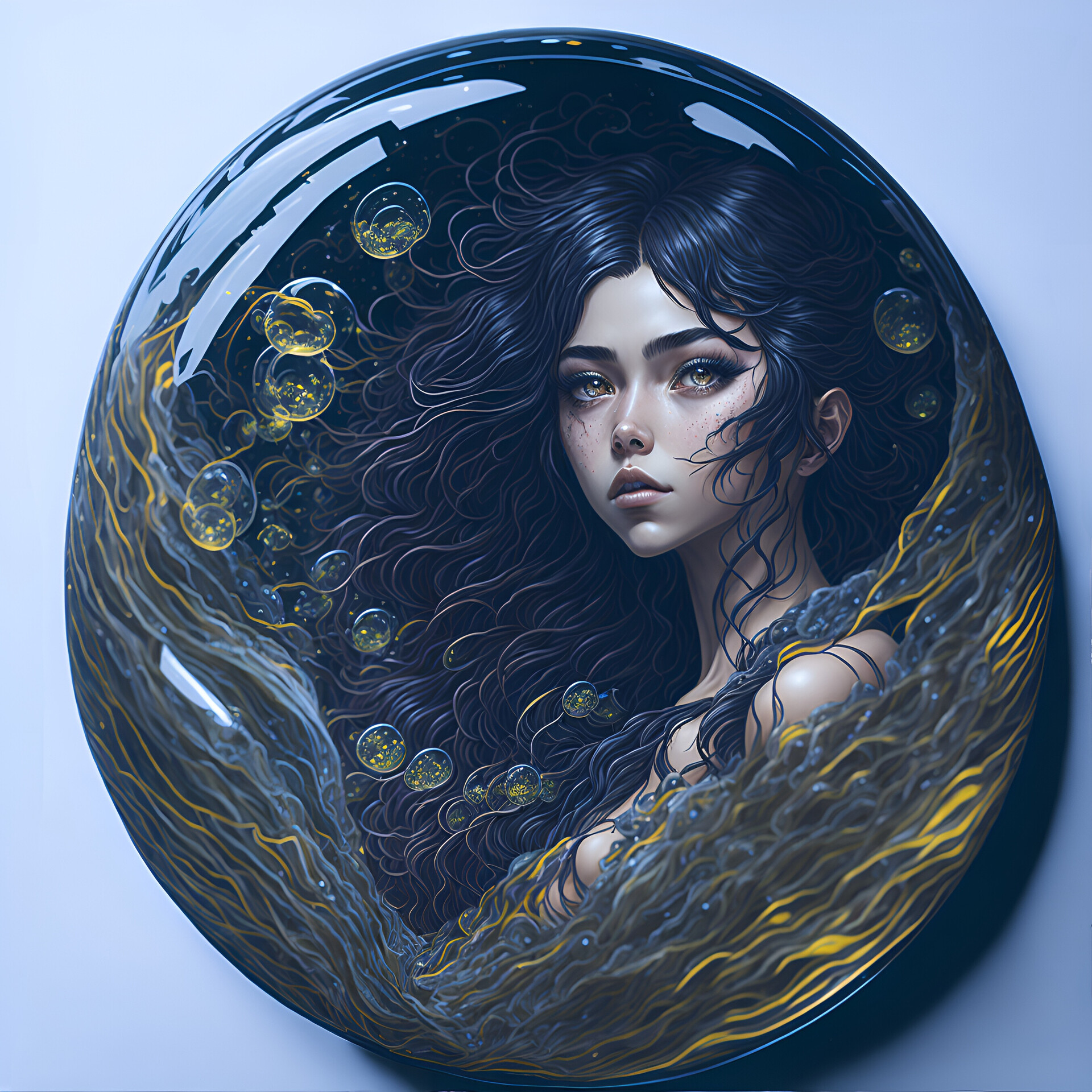 ArtStation - Bubble Bliss: A Woman's Whimsical Journey!