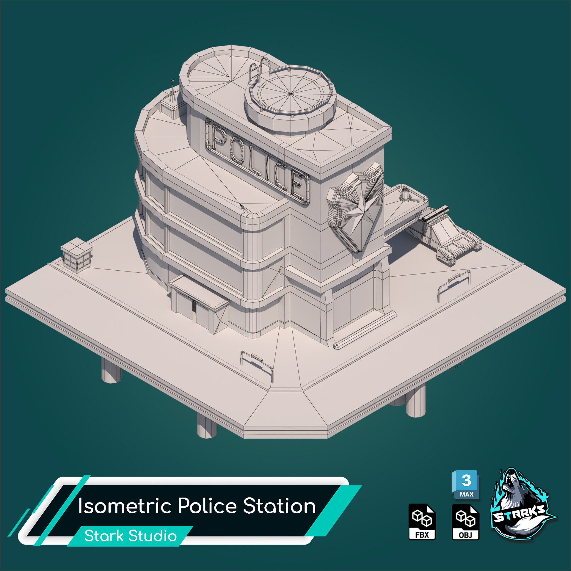 Stark Studio - Cartoon Police Station Low-poly 3D model