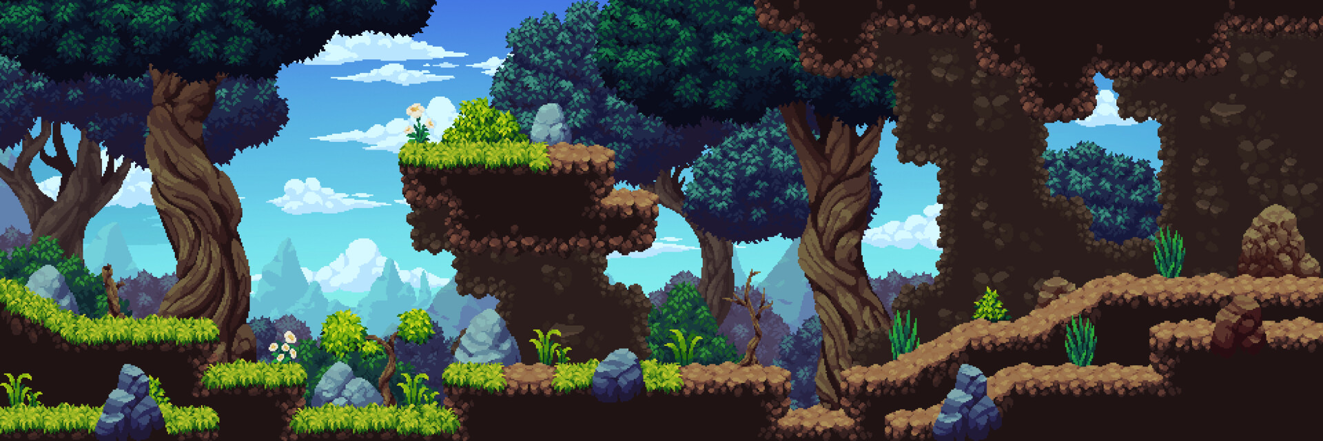 ArtStation - Sidescroller's Forest Tileset Mockups
