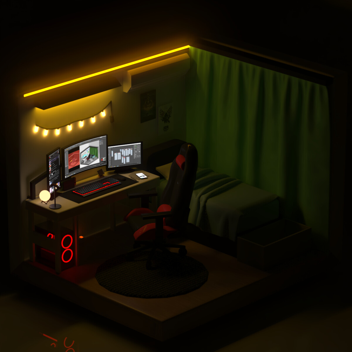 FCP - My Room in Isometric 3D modeling