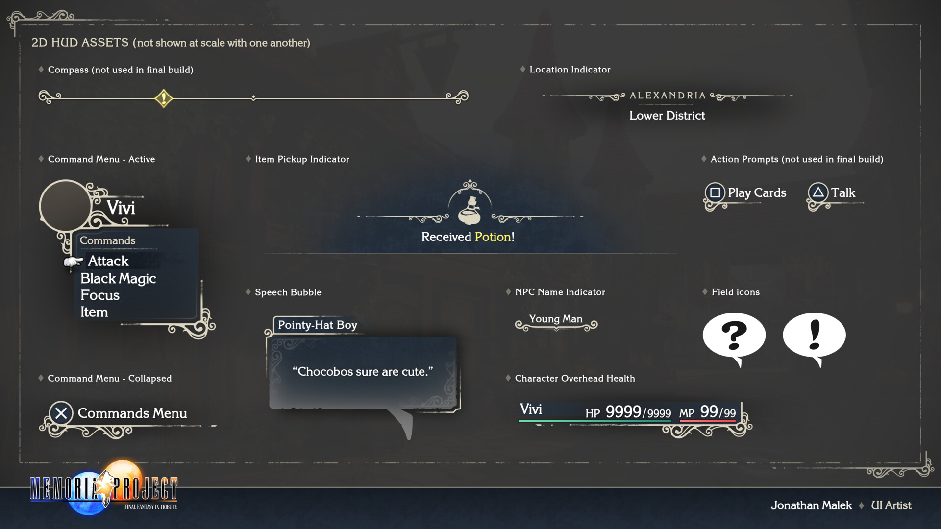 Jonathan Malek - Final Fantasy IX - Memoria Project - UI Assets
