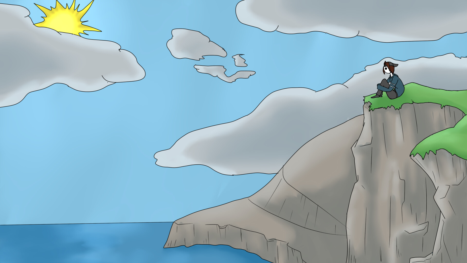 ArtStation - Chilling on a cliff