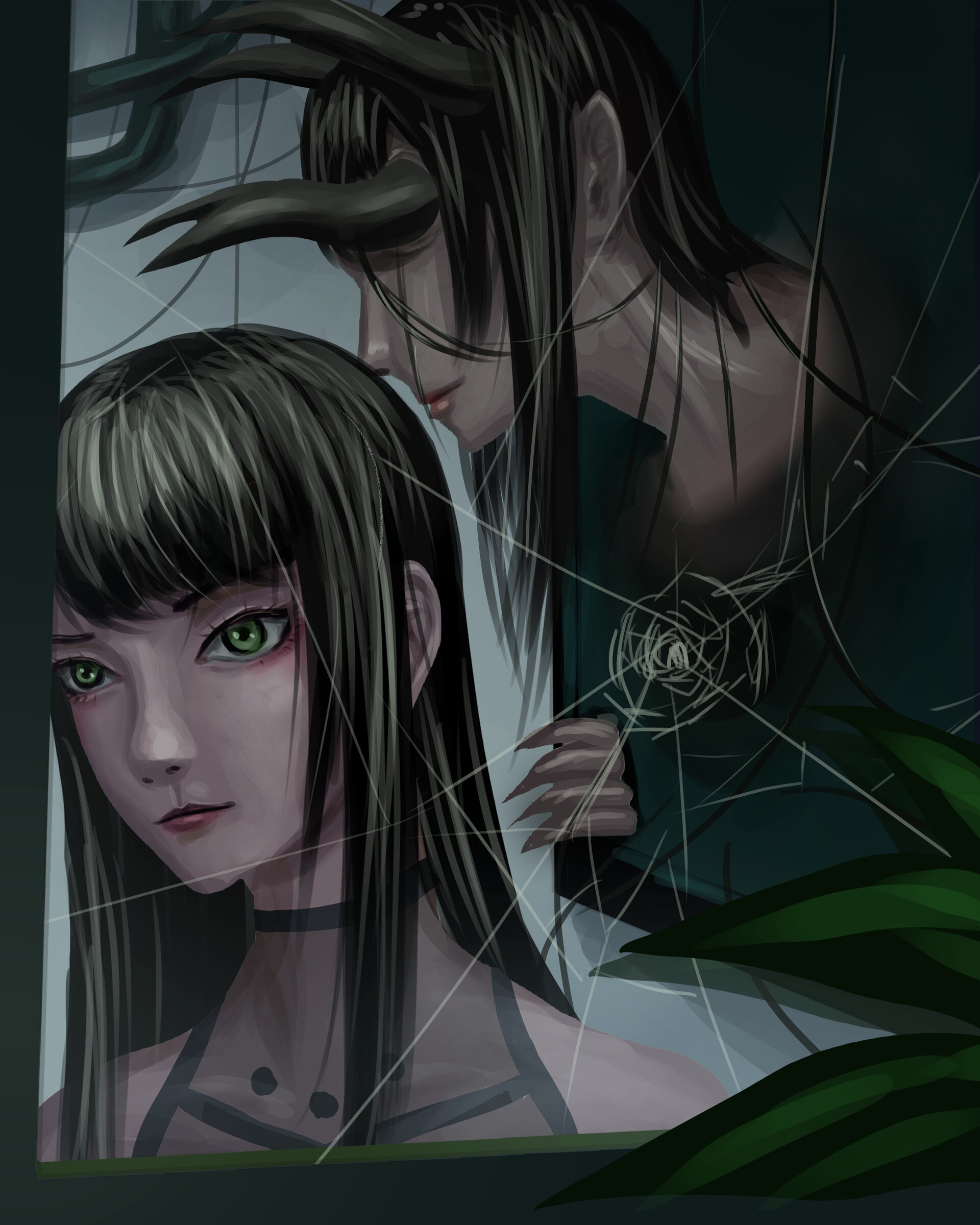 ArtStation - Jayde is visited by a ghost who wants to possess her, to take over her body. 😼💀👻