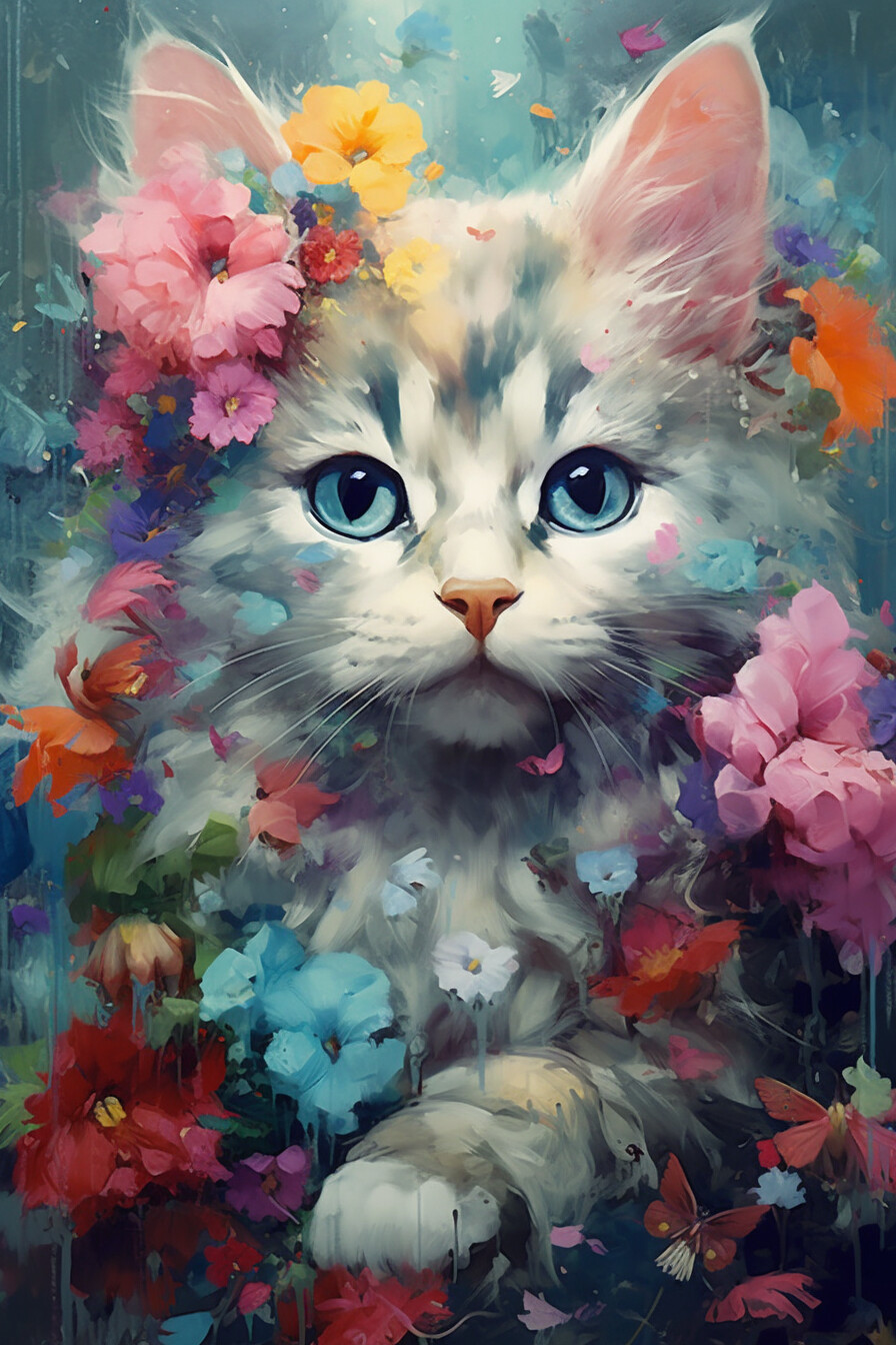ArtStation - Flowered Cat