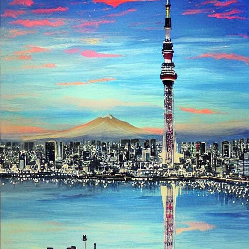 ArtStation - Prompt: Tokyo Skytree Painting
