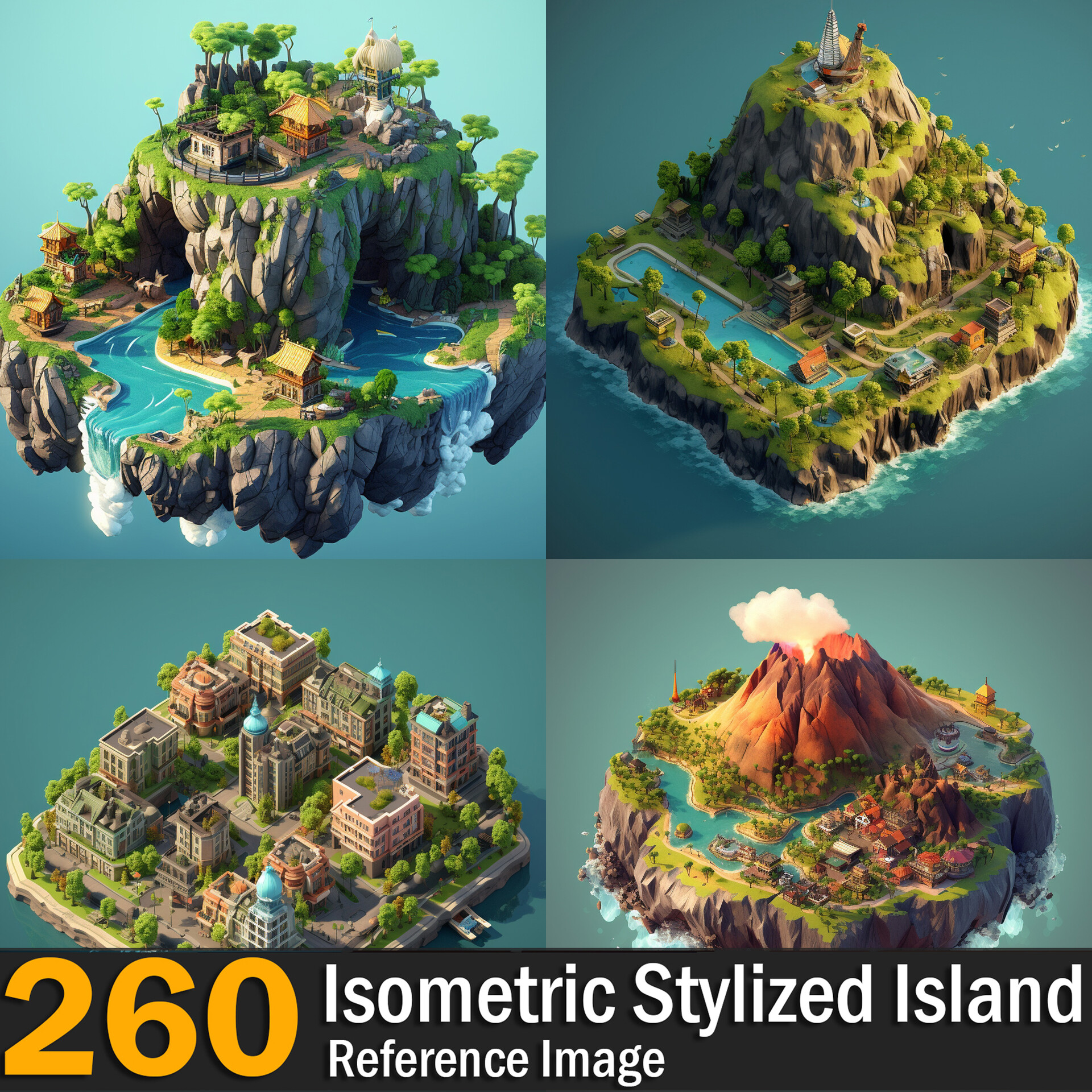 ArtStation - Isometric Stylized Island | 4K Reference Images