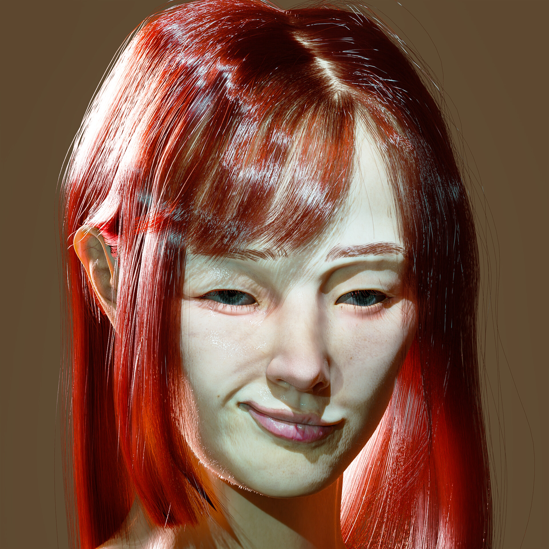 ArtStation - model 3d portrait : RED hair girl