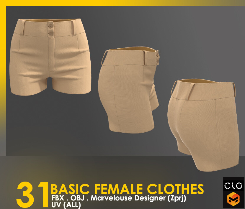 ArtStation - 31 Basic Female Clothes