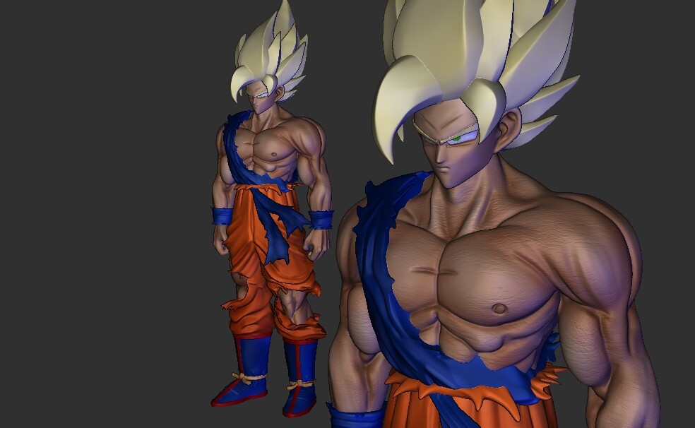 ArtStation - GOKU SUPER SAIYAN 1 using Zbrush