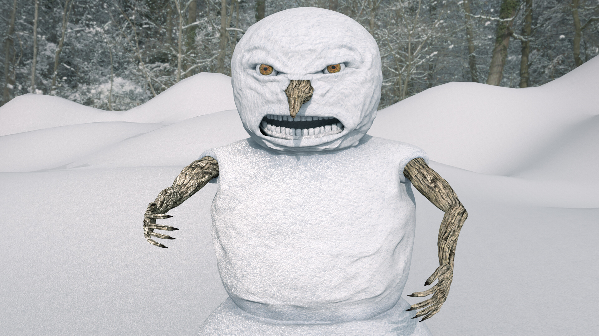 Scary Snow Sculptures