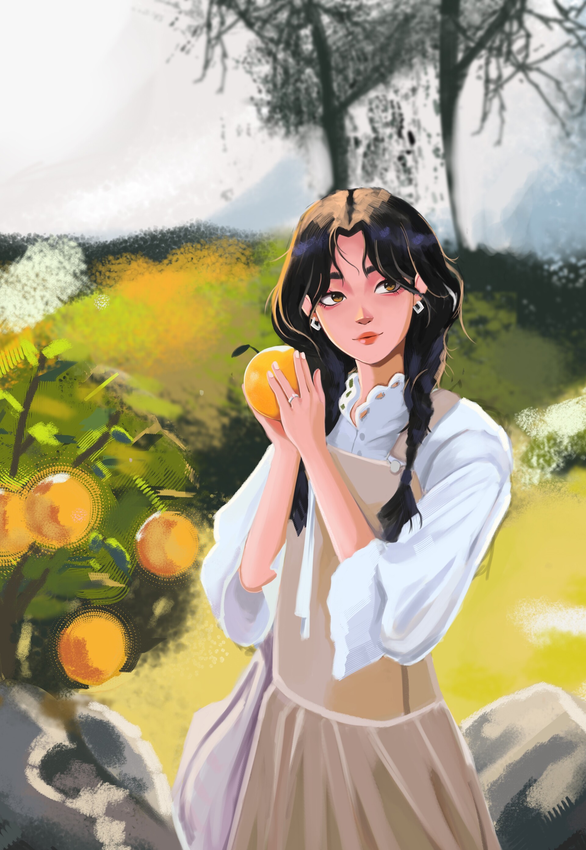 ArtStation - girl with oranges
