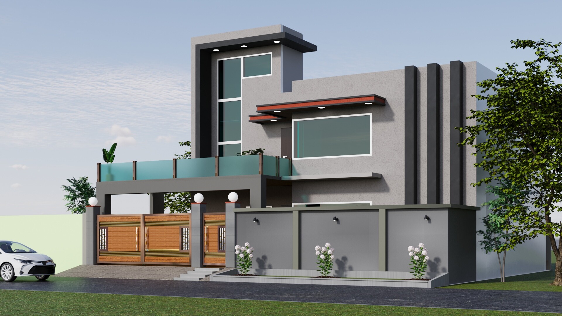 Front Compound Wall Elevation Design