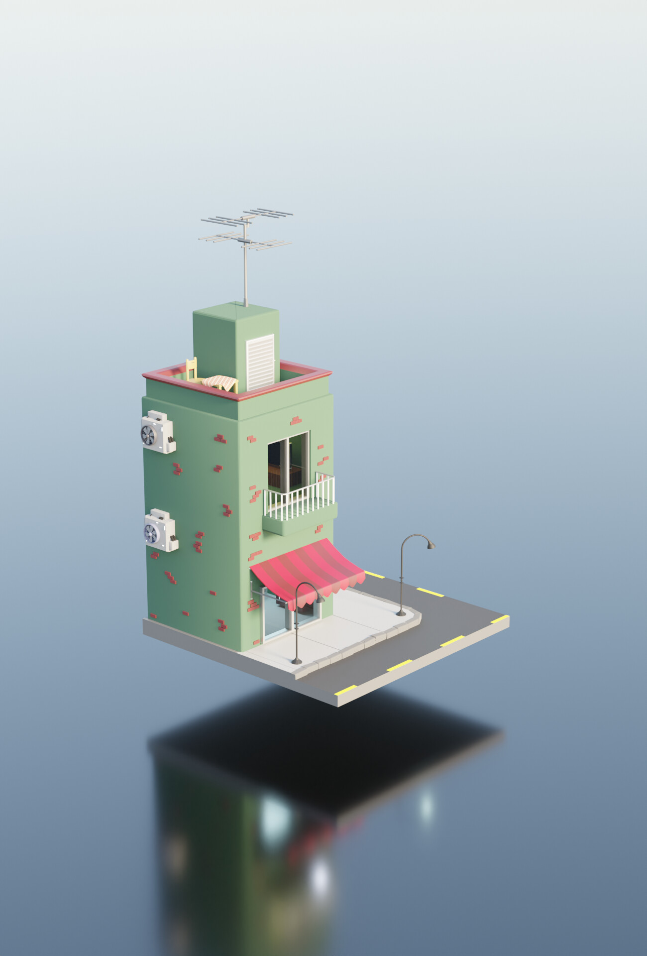 ArtStation - Isometric, Store with Apartment Upstairs.