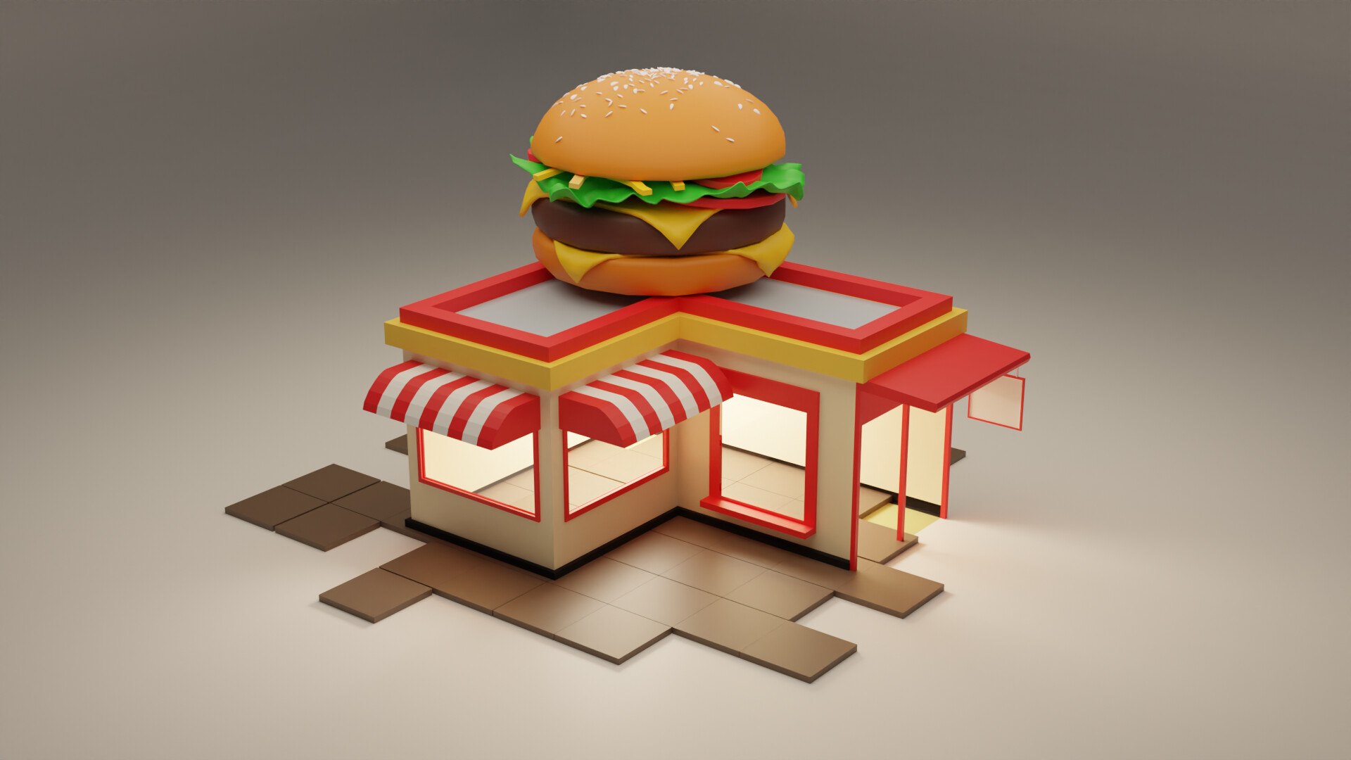 Artimus Creation - Burger Shop Modern Concept - Low Poly Futuristic