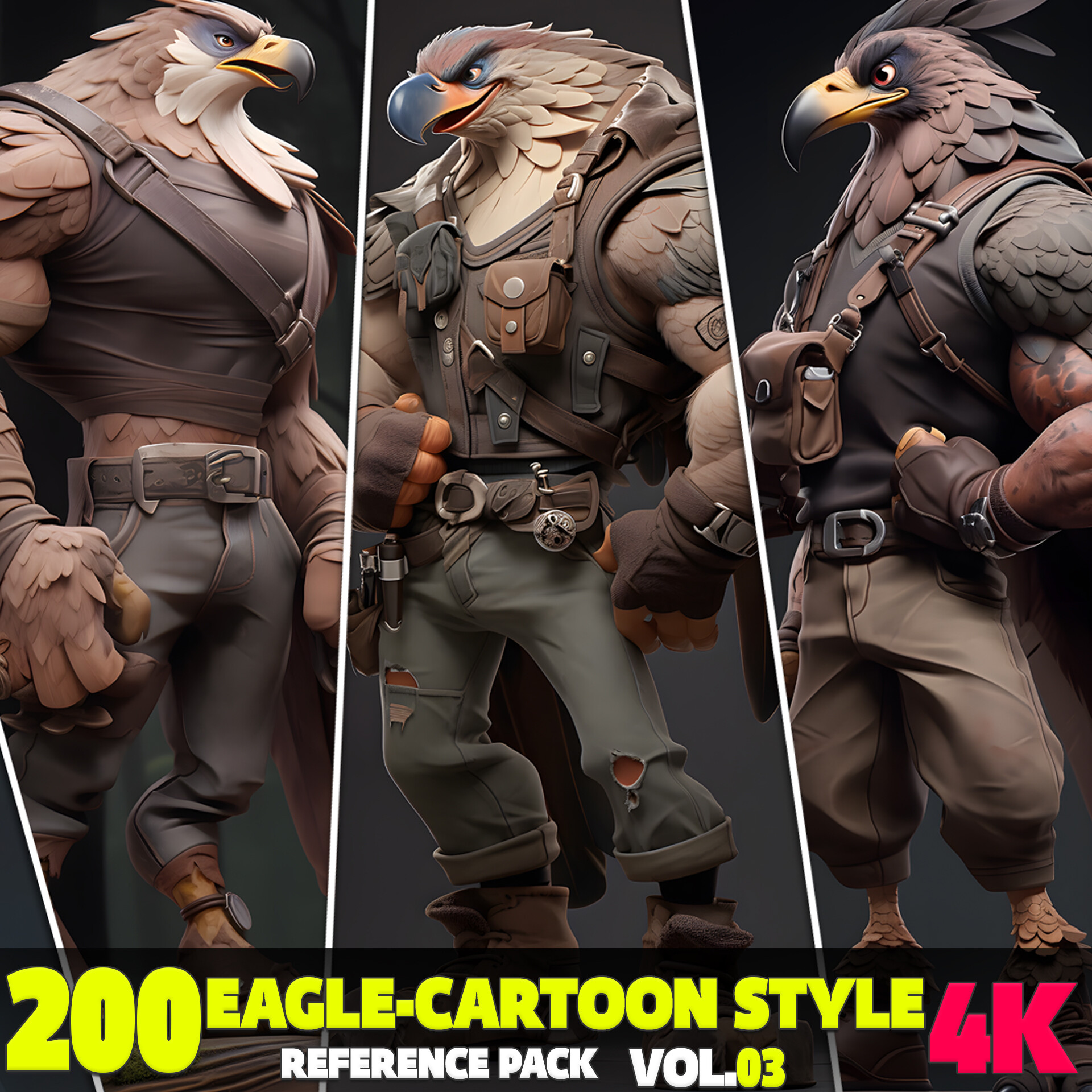 ArtStation - 200 4K Eagle-Cartoon Style Reference Pack Vol.03