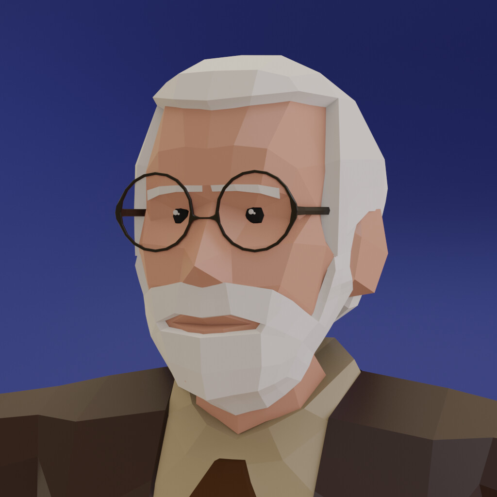 ArtStation - low poly stylized character Scientist, grandfather, director