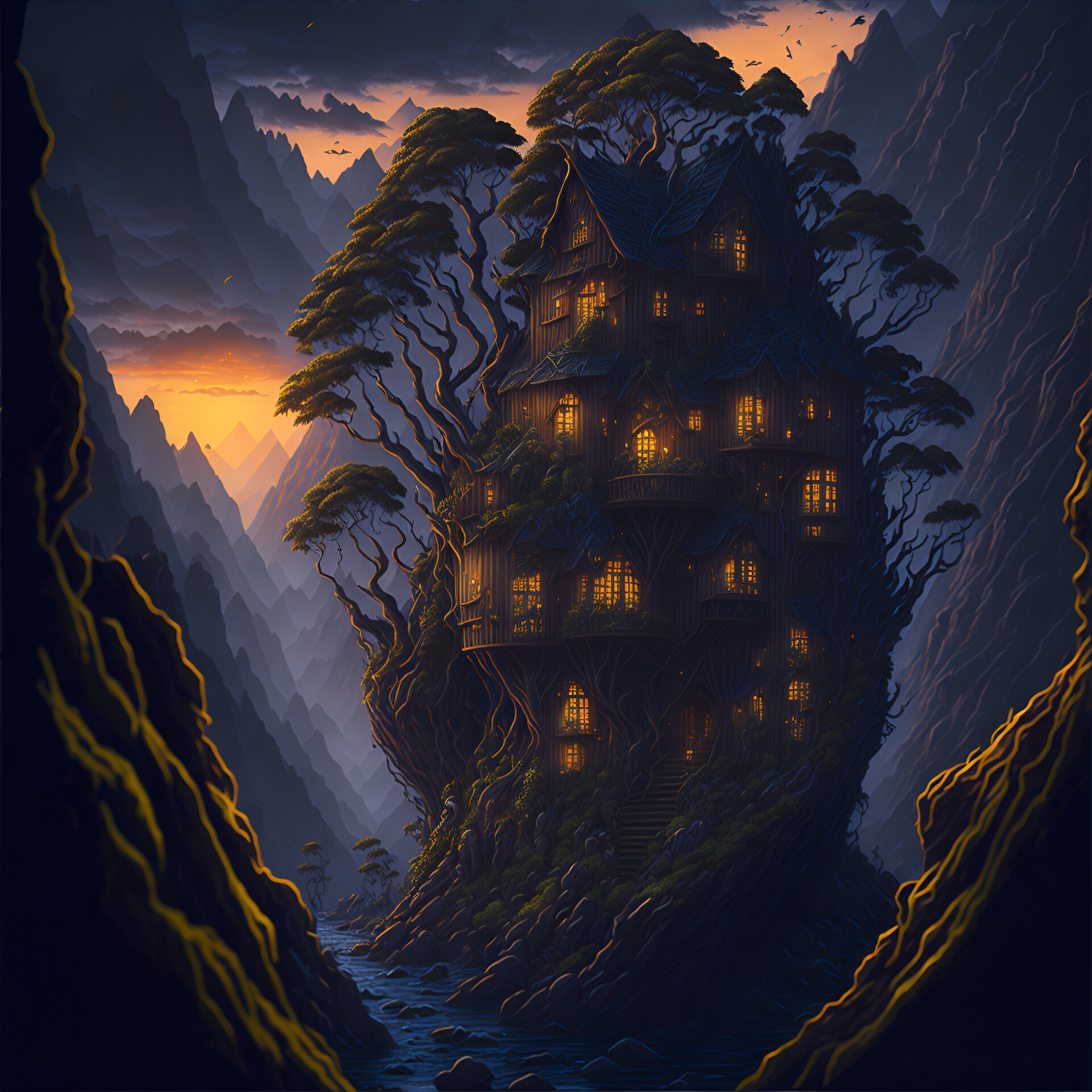 ArtStation - Enchanted Haven: Fairytale Treehouse Village!