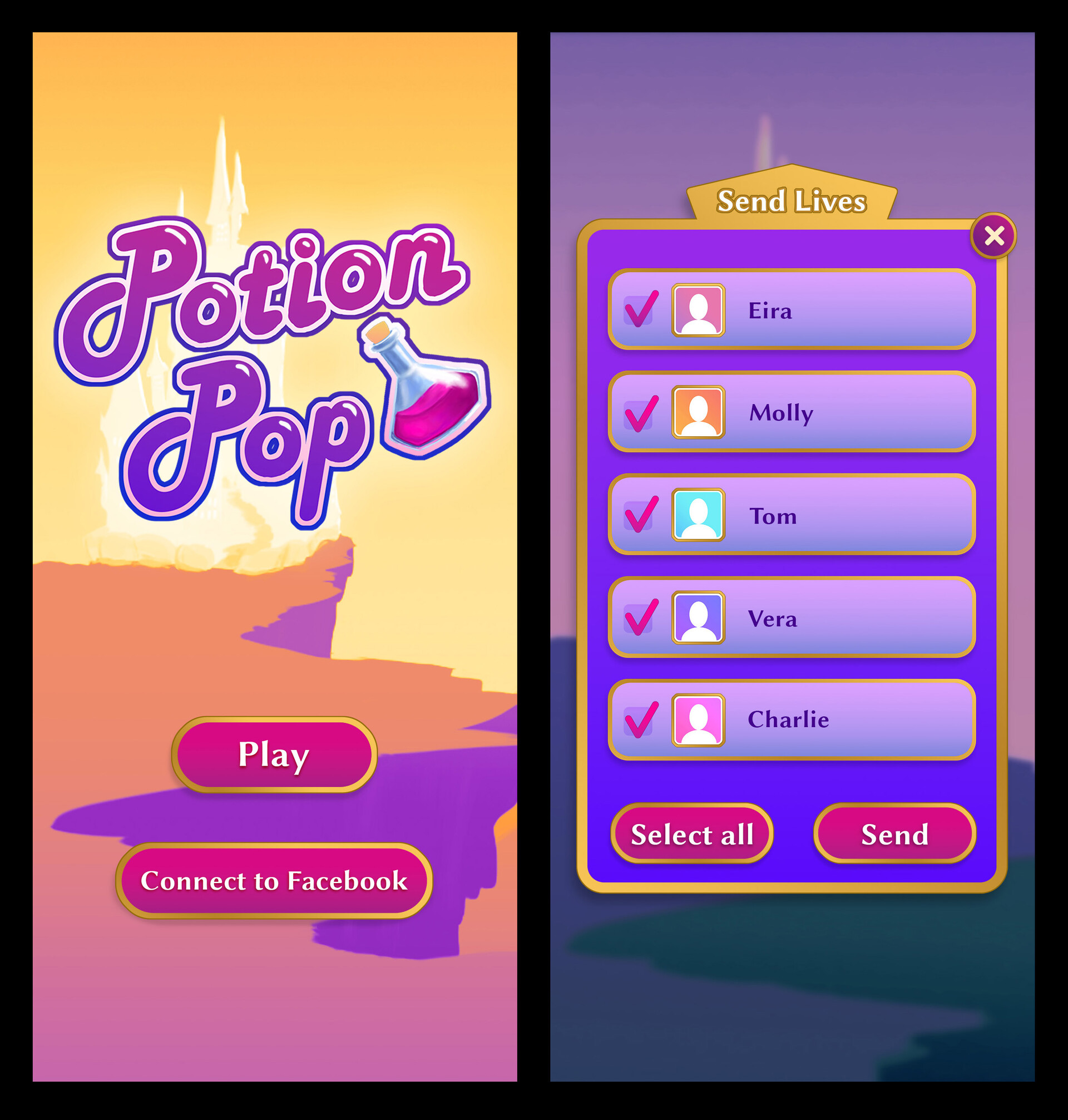 ArtStation - UI for Fictional Game 'Potion Pop'