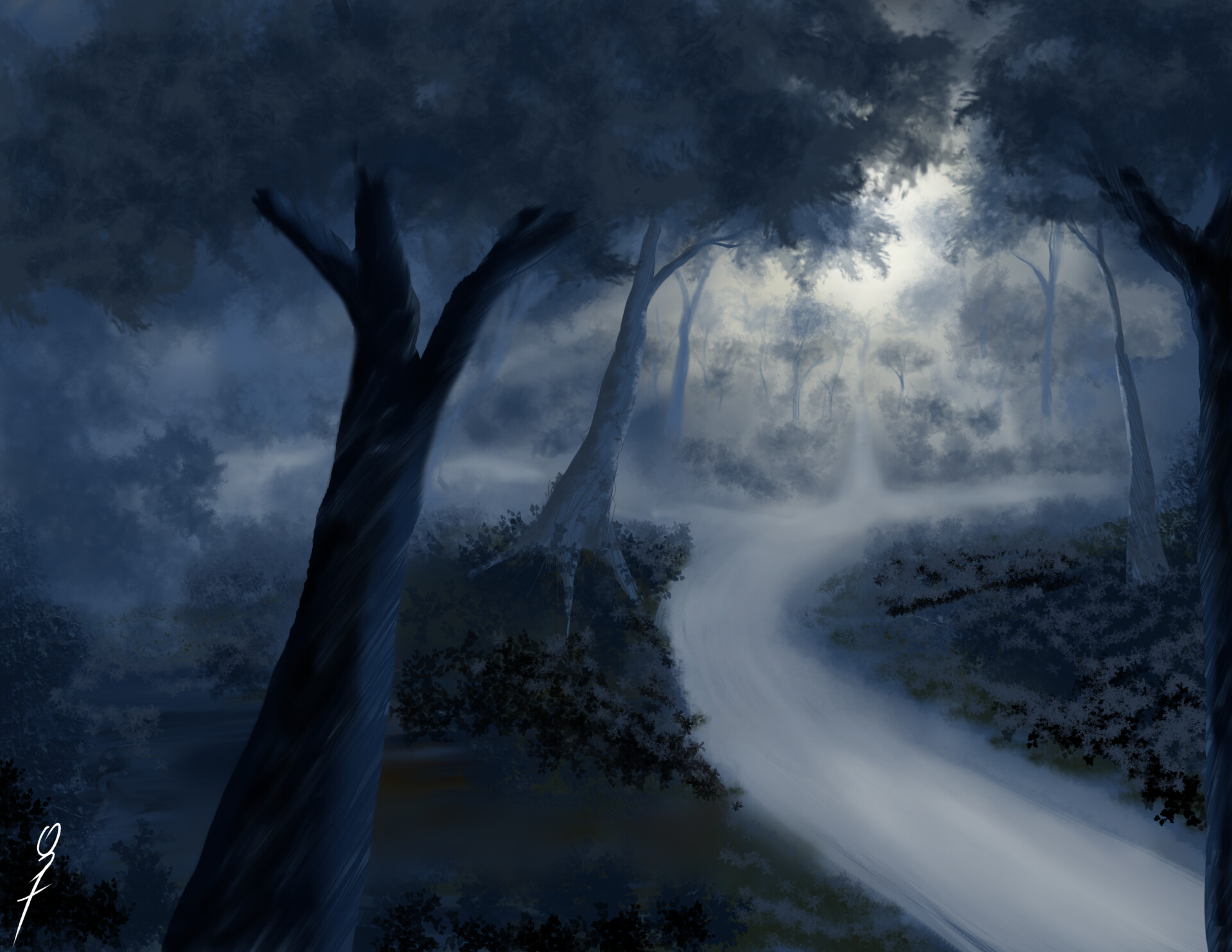 ArtStation - Night driving at Luxemburg trail