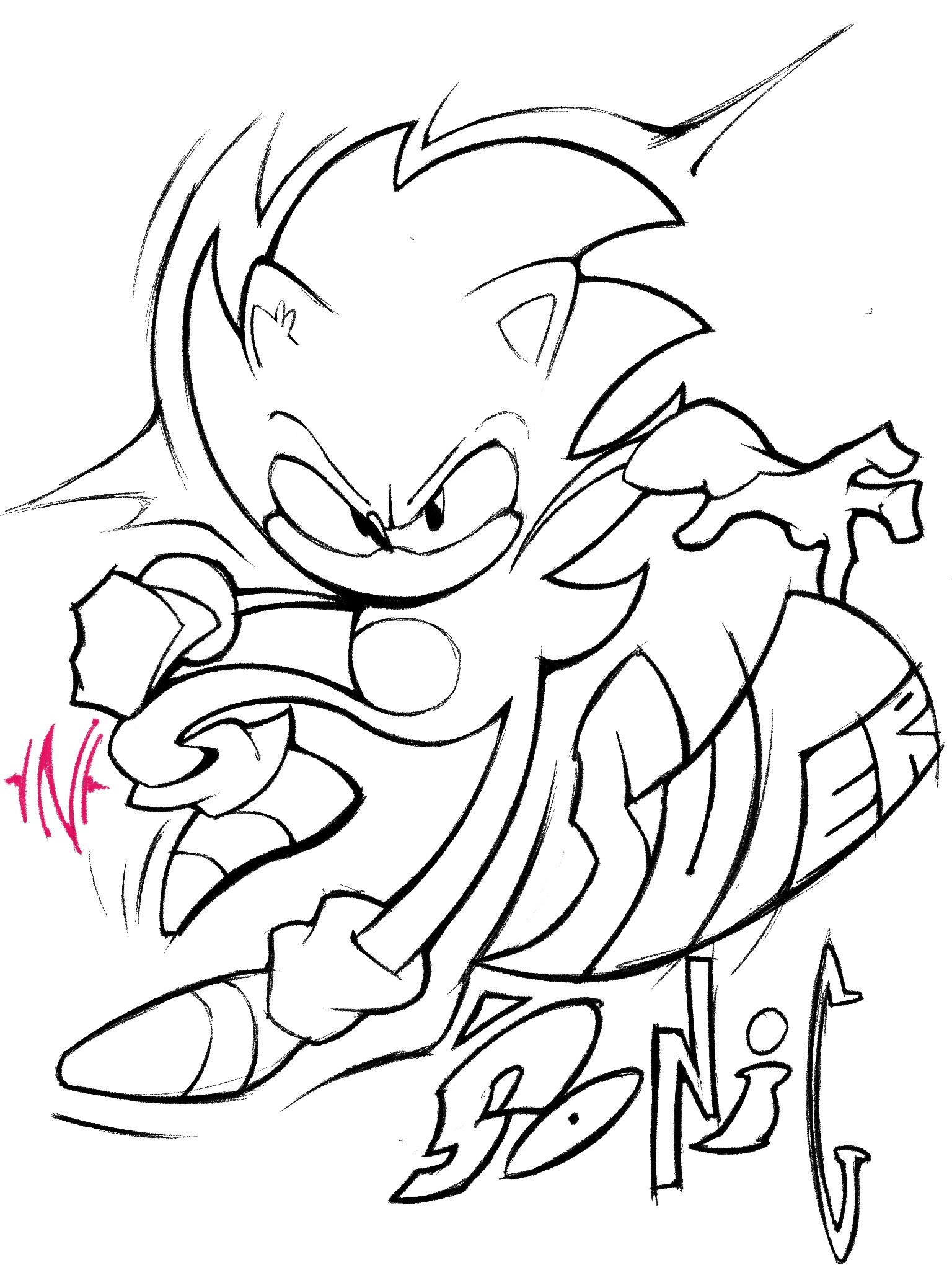 ArtStation - Super Sonic Ink Drawing