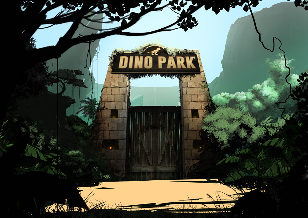 ArtStation - Dino park entrance concept art