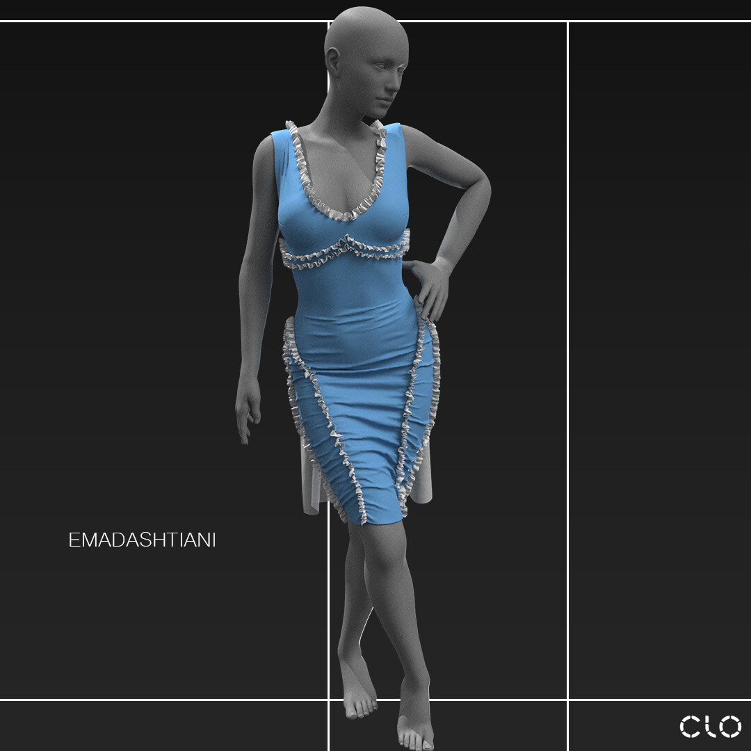 ArtStation - Midi Dress Collection N1 #66 _ MarvelousDesigner/CLO Project Files+fbx+obj+mtl ...