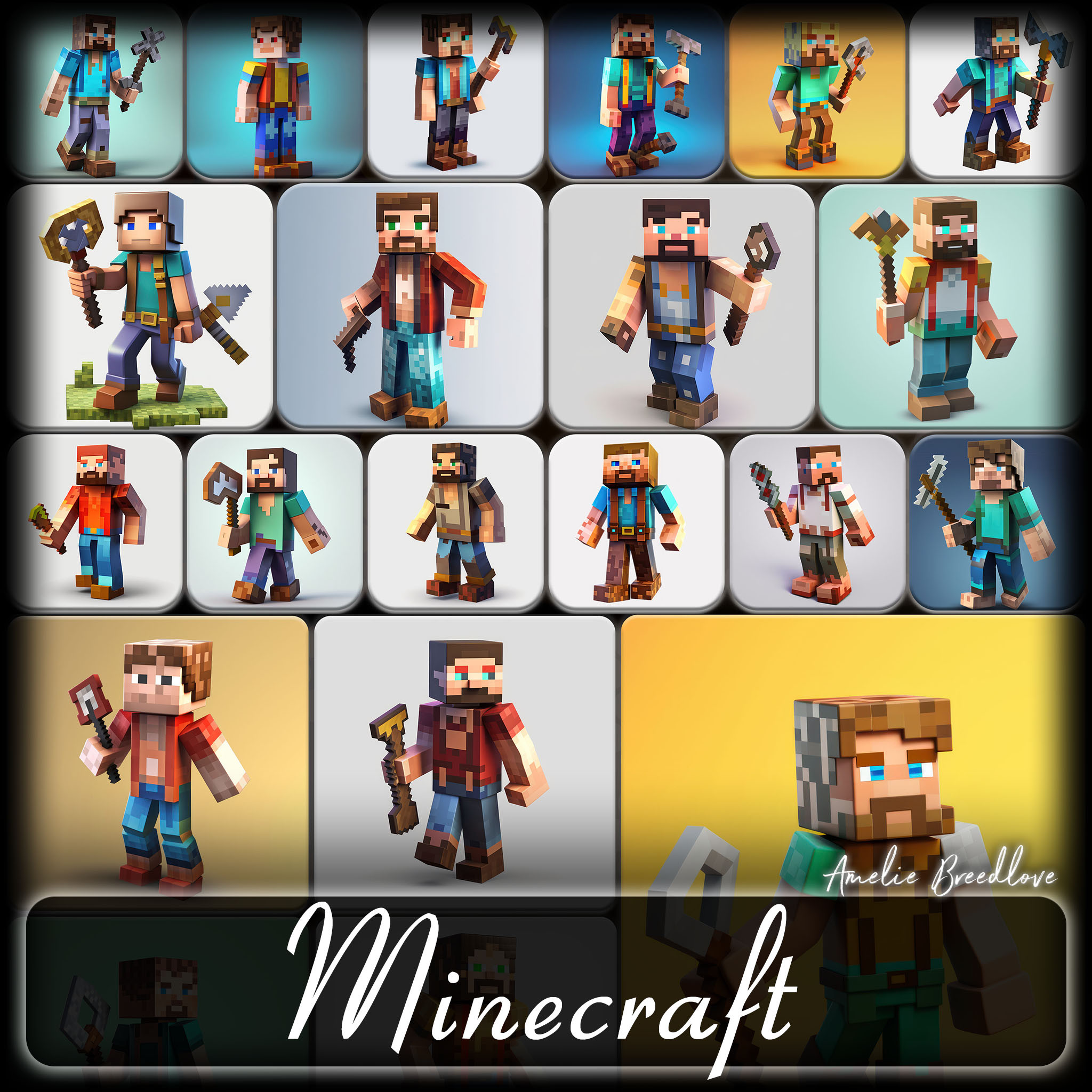 Amelie Breedlove - 220 Minecraft Character (Full Body) Reference Pack | 4K | v.3